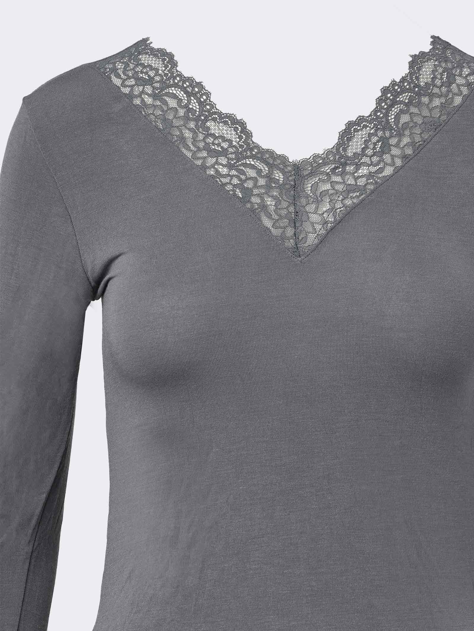 Maglia Donna con Cashmere e Pizzo Manica Lunga - Intima Elegante e ...